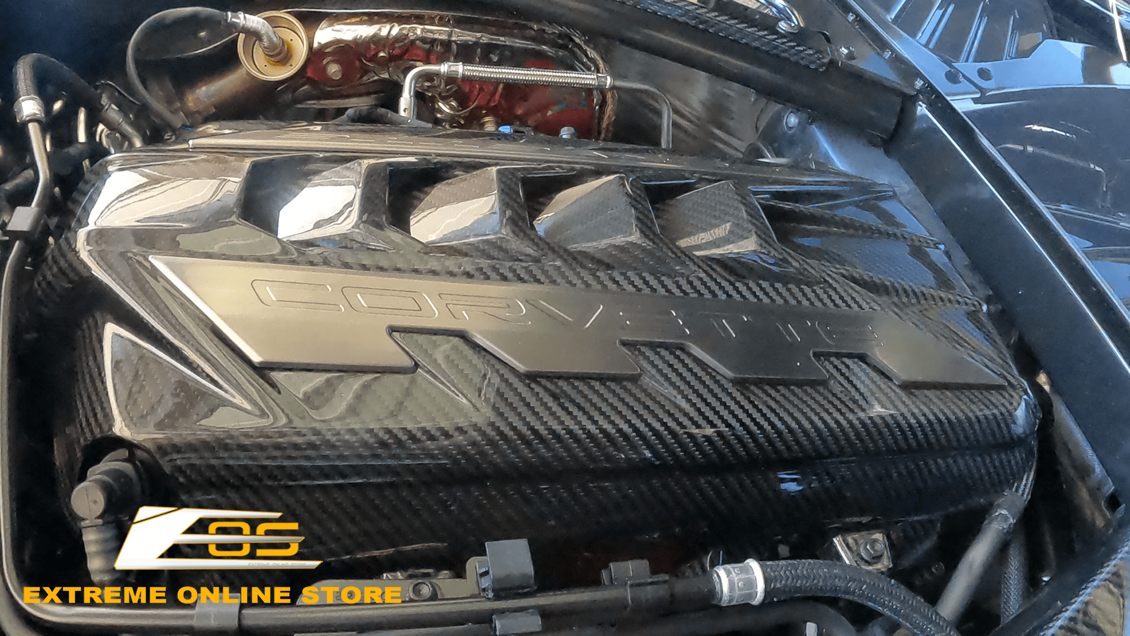 Extreme Online Store | Corvette C8 Carbon Fiber Engine Cover installed