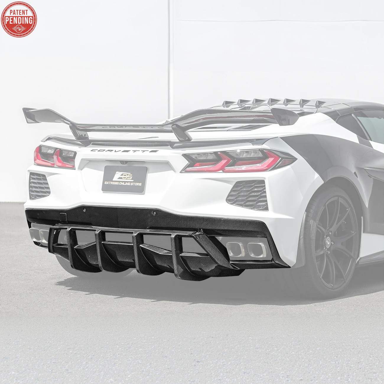 2020-Up Corvette C8 DRY CARBON FIBER Rear Bumper Diffuser Quad Exit